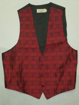 Vest Red Plaid Large Long Prom black back Wedding NEW Vests 5 | eBay