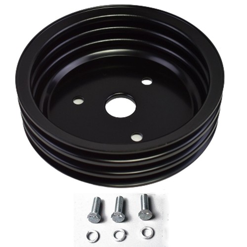 SBC SB Chevy Crank Pulley 3 Groove Crankshaft Triple SHORT Water Pump ...