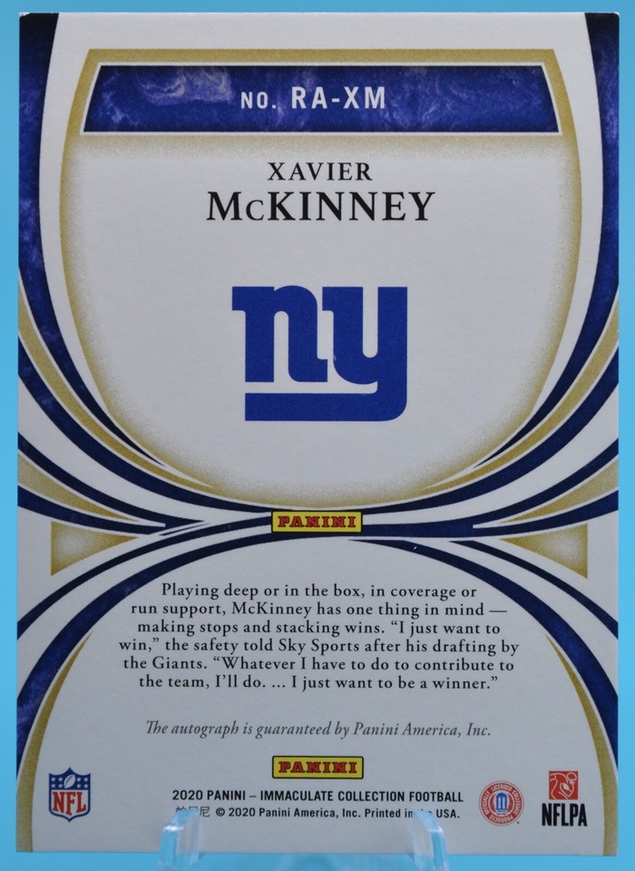 2020 Panini Immaculate Collection Xavier McKinney RC Auto Alabama ...