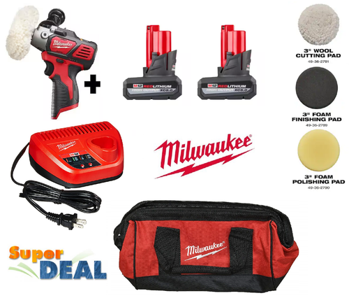New Milwaukee 2438-22 M12 Variable Speed Polisher Sander & 48-59-2450 ...