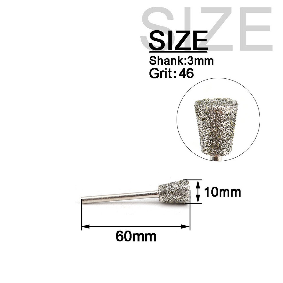 3-12 MM Inverted Cone Diamond Burr Set Drill Bits Grinding Head For ...