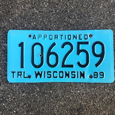 Wisconsin 1989 Blue Apportioned License Plate #106259 - Truck Tractor ...