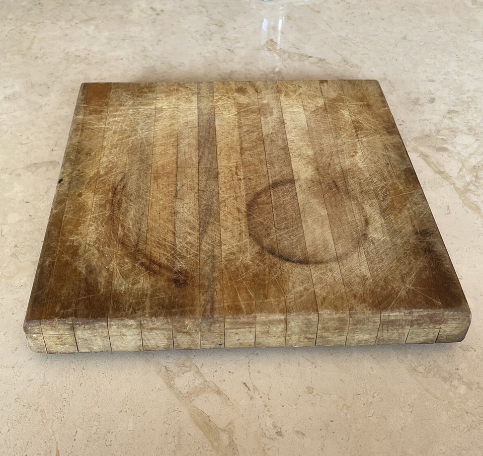 VTG Square Wood Chop Butcher Block Cutting Board Rustic Primitive ...