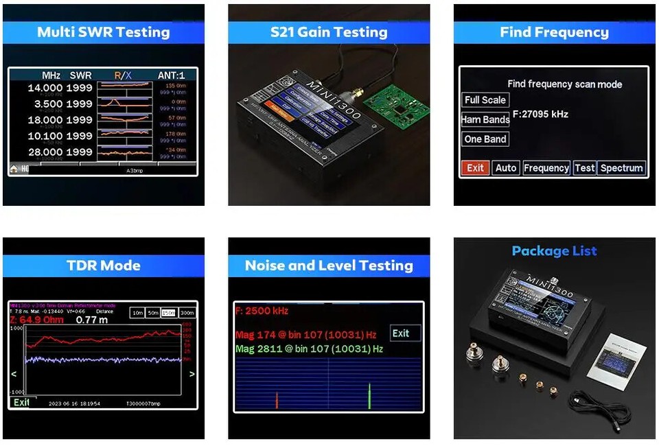 0.1-1300MHz HF VHF UHF Antenna Analyzer ANT/SWR/TDR/DSP RF Signal ...