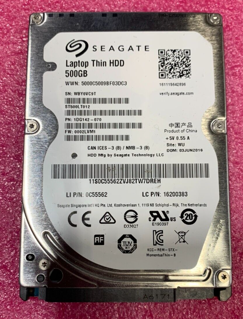 Seagate Laptop Thin HDD 500GB ST500LT012 1DG142-070 SATA 5400RPM 2.5 ...
