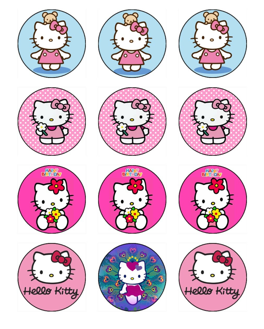 Hello Kitty Cake Toppers Edible Birthday Cupcake Toppers | eBay