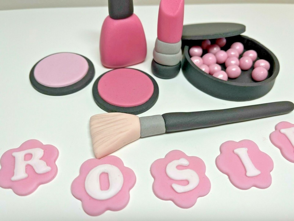 Edible Personalised Makeup set Fondant cake toppers for girls Birthday ...