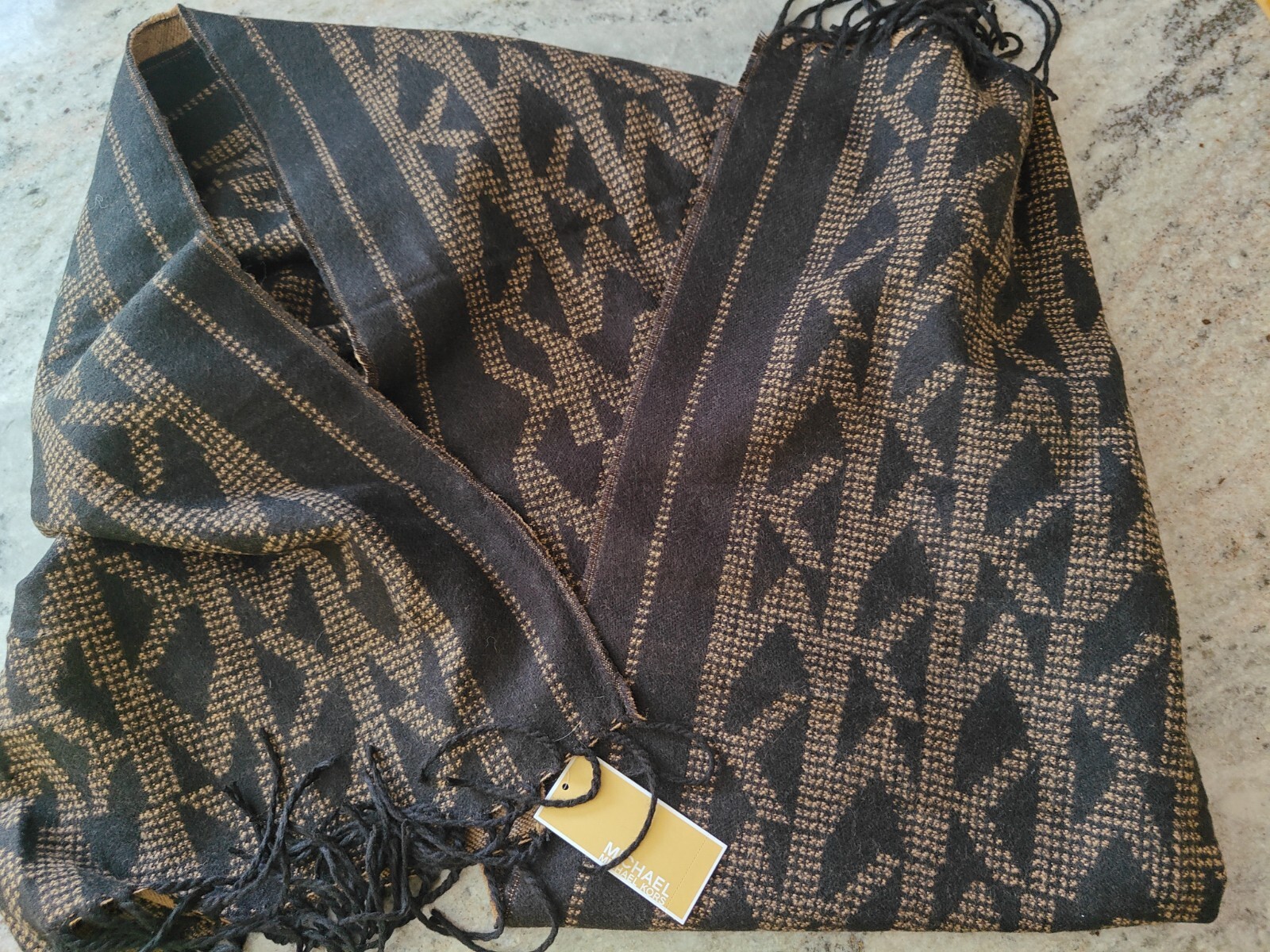 NWT Michael Kors Signature MK Logo Jacquard Cape Wrap/Scarf 2 Color ...