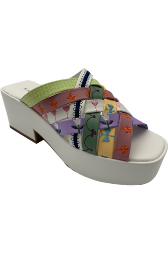 Katy Perry Criss Cross Platform Sandals The Busy Bee Embroidery Multi ...