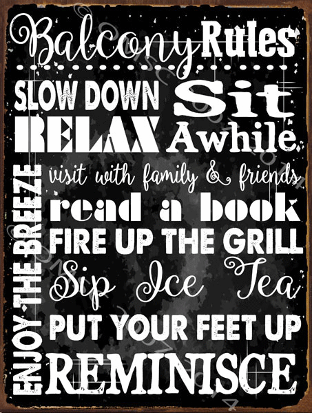 Sun Protected Balcony Rules Metal Sign, Guaranteed not to fade for 4 ...