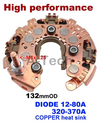 New Heavy Duty High Output Alternator Rectifier COPPER 320-370A M8 for ...