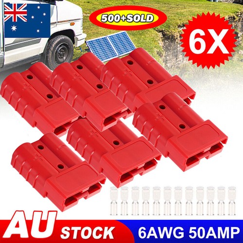 Red 50A Anderson Style Plug Connectors 50 AMP 12-24V 6AWG Tool with 12x ...