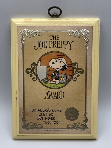 Peanuts Snoopy The Joe Preppy Award Wooden Hallmark Plaque 1958 Vintage ...