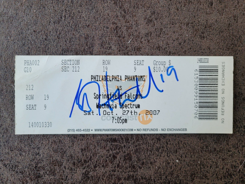 2007 Scott Hartnell Ticket Stub - Philadelphia Flyers - Autographed! | eBay