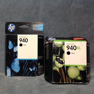 Genuine Hewlett-Packard HP Ink 940 & 940XL Black Sealed in Box Expired ...