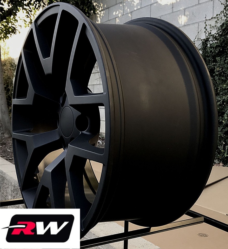 22" inch 22 x9" Wheels for Chevy Suburban Matte Black GMC Sierra 2014 ...