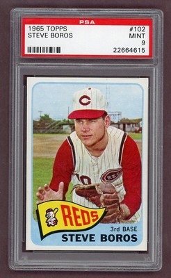 1965 TOPPS #102 STEVE BOROS REDS PSA 9 MINT SET BREAK 511682 (KYCARDS ...