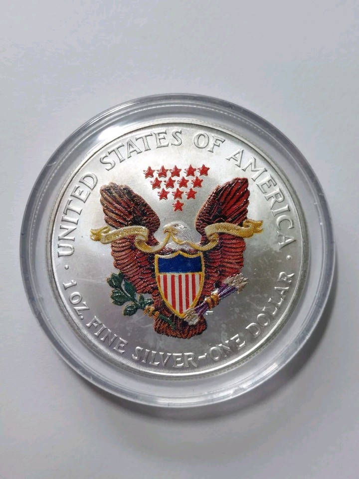 Enameled .999 Silver - 2002 US 1 oz Colorized American Eagle Silver ...
