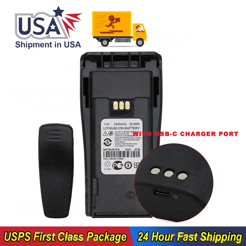 For Motorola PR400 CP200 CP200XLS CP200D CP160 Battery WithType-C ...