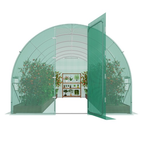 Walk-in Tunnel Greenhouse 19.36x9.68x7.4ft Galvanized Frame PE Cover ...