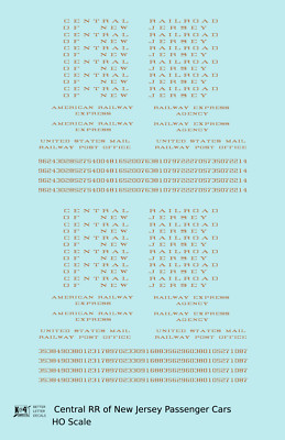 K4 HO Scale Decals Central Of New Jersey CNJ Passenger Car Gold As ...