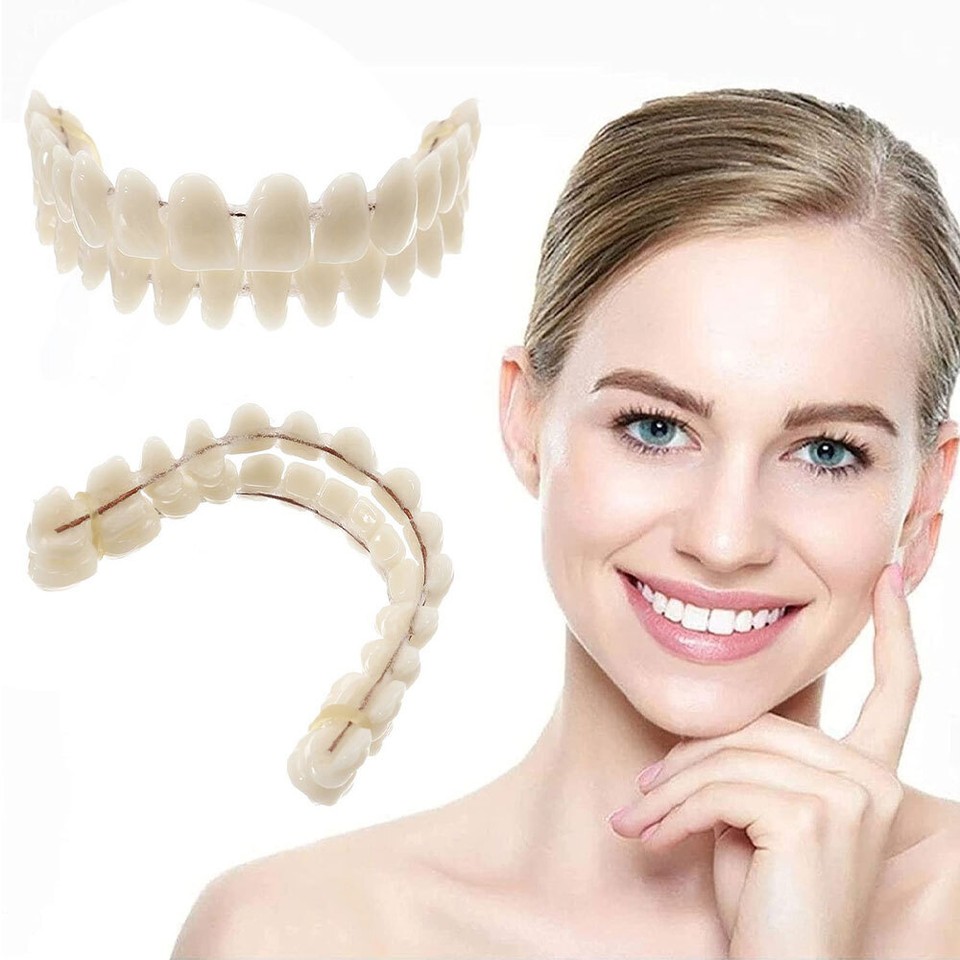 Smile Snap On False Teeth Upper + Lower Dental Veneers Dentures Tooth ...