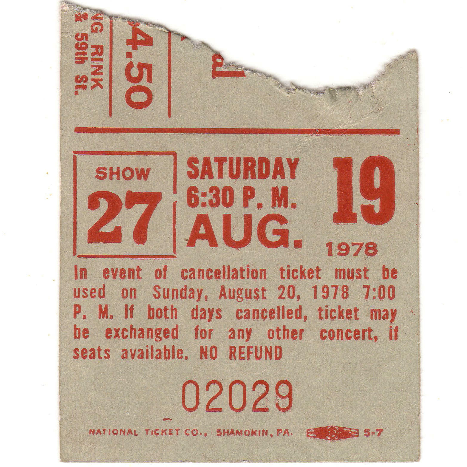 PETER PAUL & MARY Concert Ticket Stub CENTRAL PARK 8/19/78 SCHAEFER ...