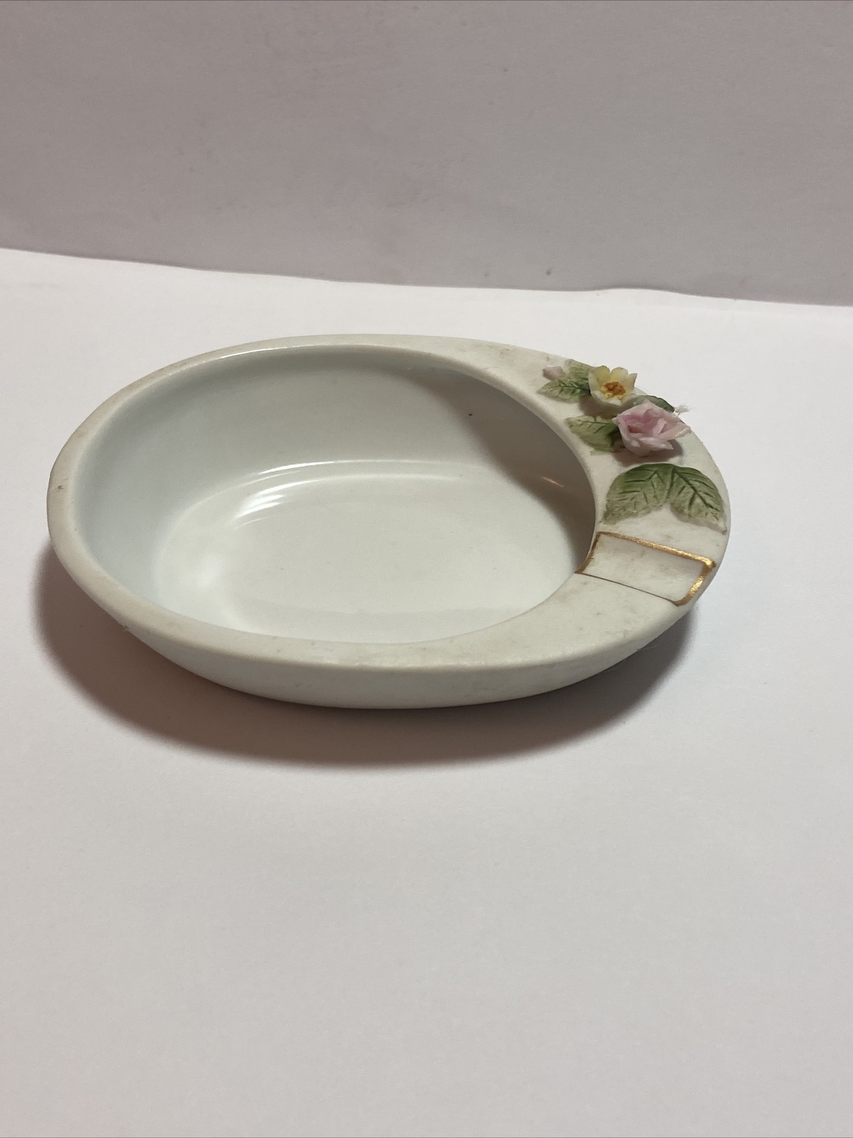 Vintage 50s MCM Lefton Bone China Hand Painted Ashtray Flowers KW1196N ...