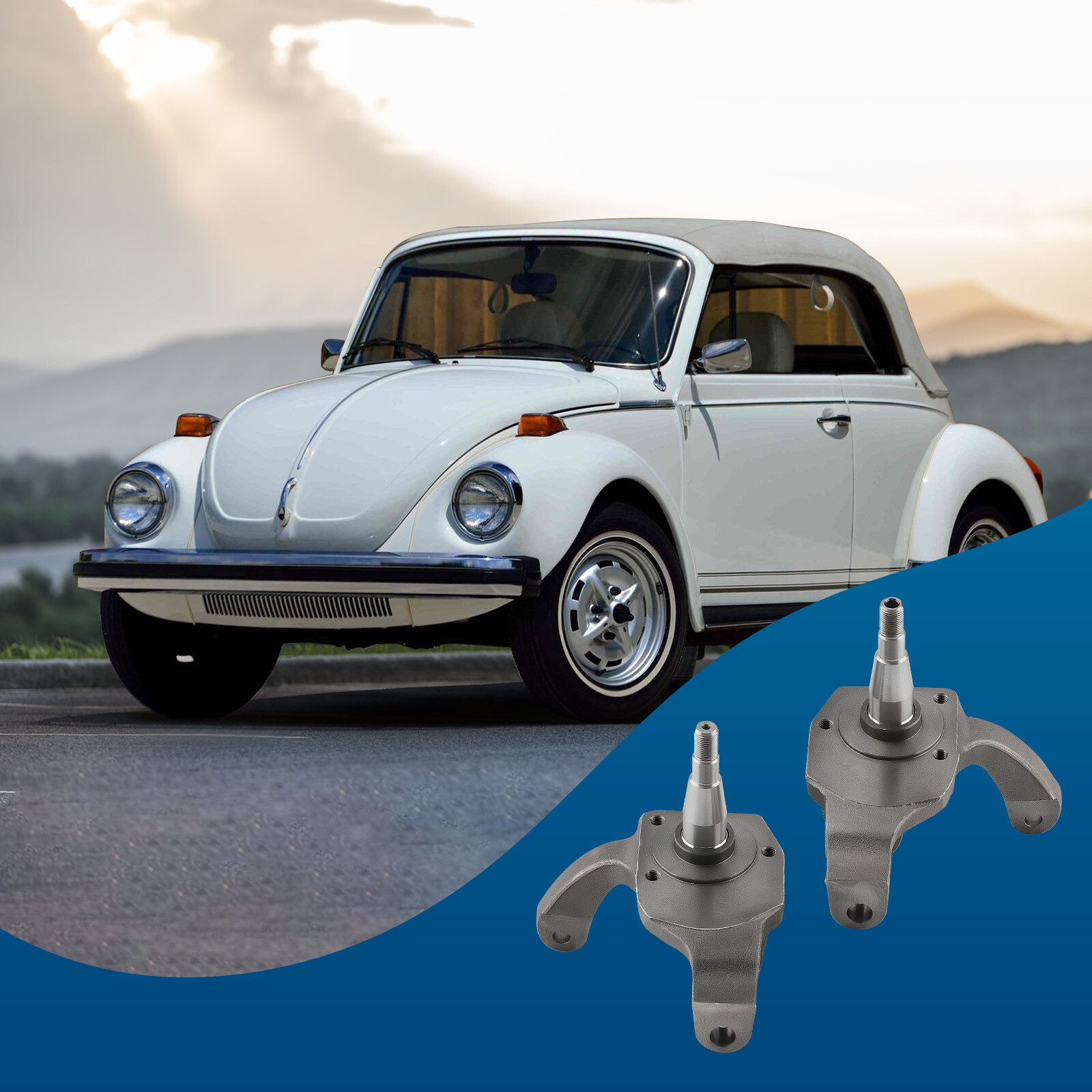 1 Pair 2.5" Drop Spindle For VW BUG 1966-1977 Ball Joint w/ Drum Brake ...