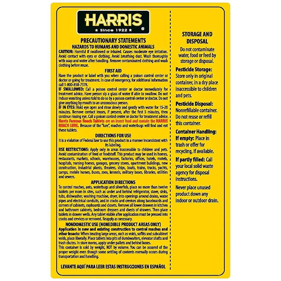 Harris Roach Tablets, Boric Acid Roach Killer with Lure for Insects ...