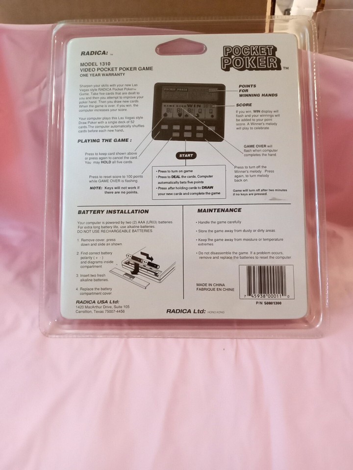 Vintage Radica Pocket Poker Royal Flush 3000 Electronic Handheld Game ...