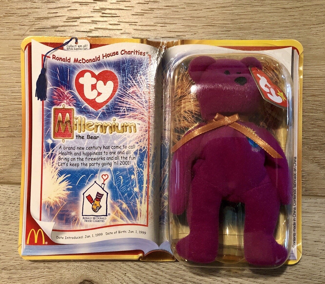 McDonalds TY Millennium the Bear Beanie Baby RARE Retired Jan 1, 1999 ...