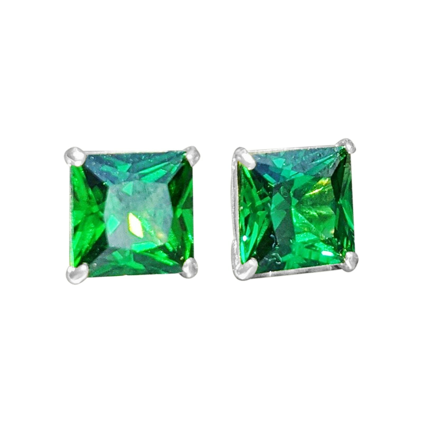 2ct Green Emerald Solitaire Stud Earrings 14k White Gold Plated Summer Sale | eBay