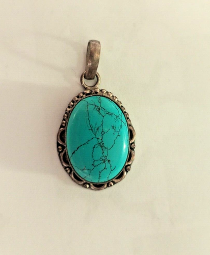 Vintage Oval Turquoise Stone Jewelry Pendant Ladies Woman Gift | eBay