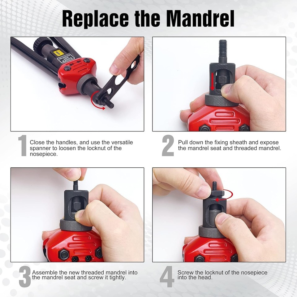 Rivet Nut Tool Mandrel 3/8-16 and 10 Nuts, Set SAE-3/8-16 | eBay