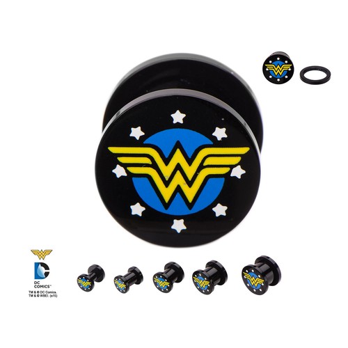 PAIR-Comics Wonder Woman Black Acrylic Screw On Ear Plugs 08mm/0 Gauge ...