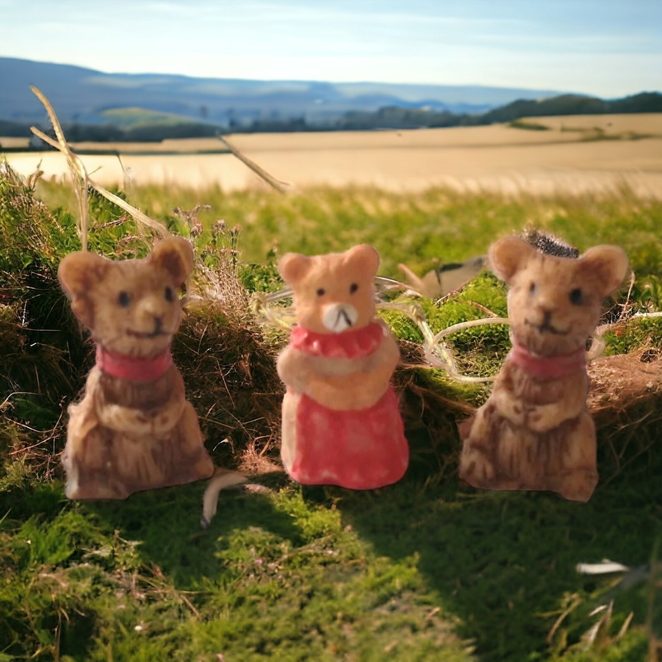 3 Christmas Mouse Ornaments Mini Mice Package Toppers Set Lot x 3 Resin ...