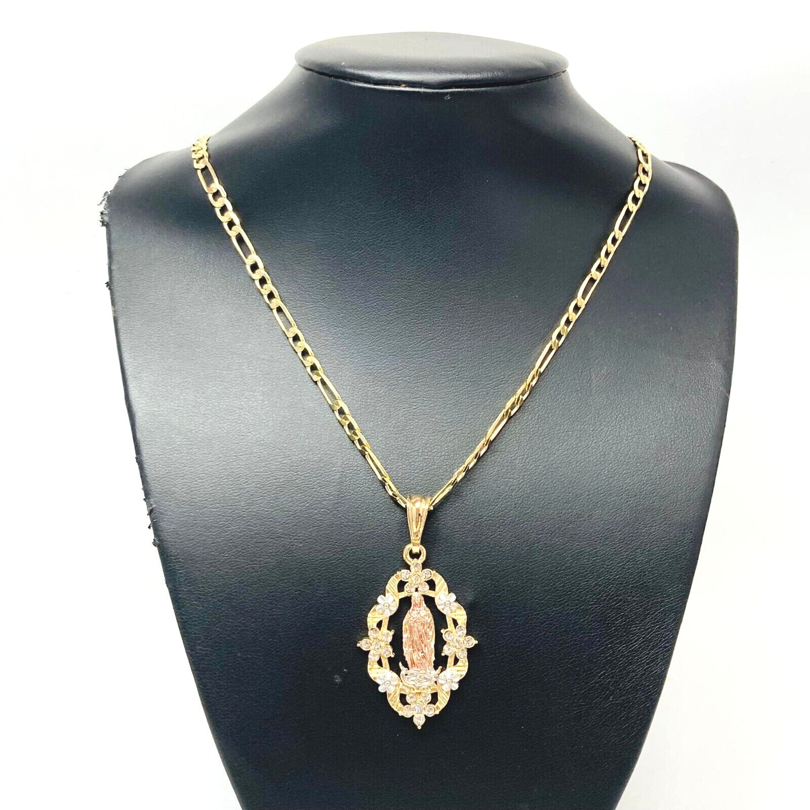 14k Gold Plated Marie Necklace, Our Lady Marie of Guadalupe Pendant ...
