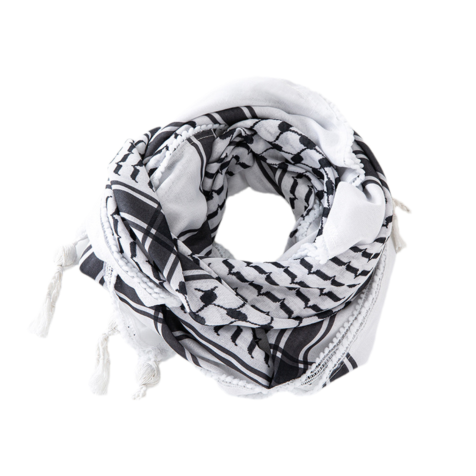 Keffiyeh Shemagh Arab Scarf Kufiya Arafat Black White Palestinian Shawl ...