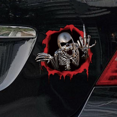 3D Metal Skeleton Skull Decal Sticker Badge Emblem Trunk Decor Car ...
