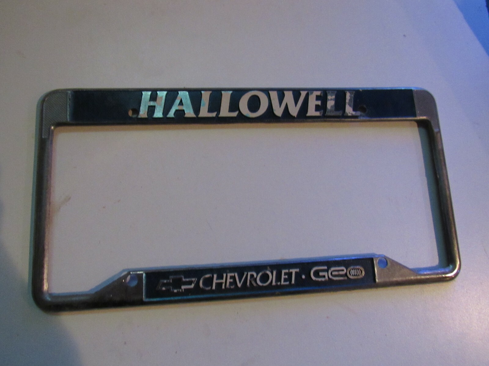 Hallowell Chevrolet GEO License Plate Frame Embossed Holder Tag | eBay