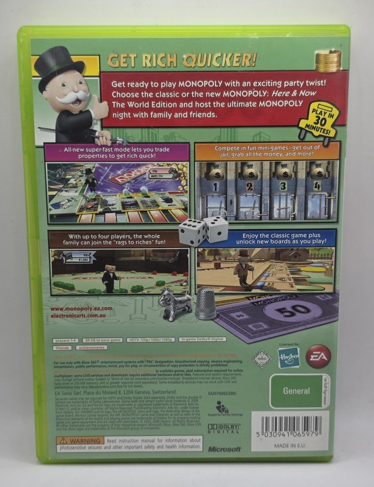 Monopoly: Classic & World Edition Boards PAL Game for Microsoft XBOX ...