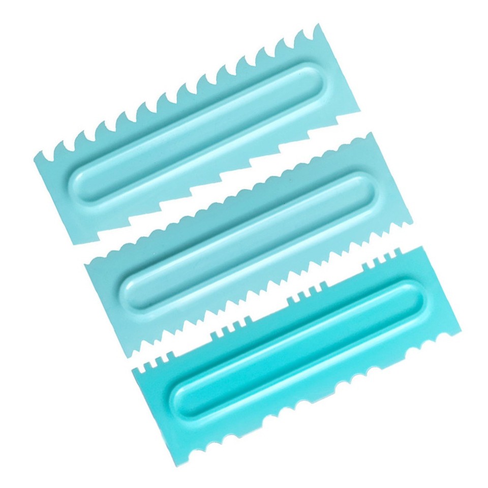 3 Pcs Cake Smoother Plastic Icing Comb Pastry Butter Cream Spatulas ...