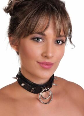 Women Black BDSM Kinky Slave Choker Collar Gothic Necklace With Spikes ...