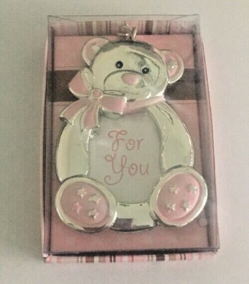 Silver Tone and Pale Pink Accents Teddy Bear Key Ring / Purse Charm ...