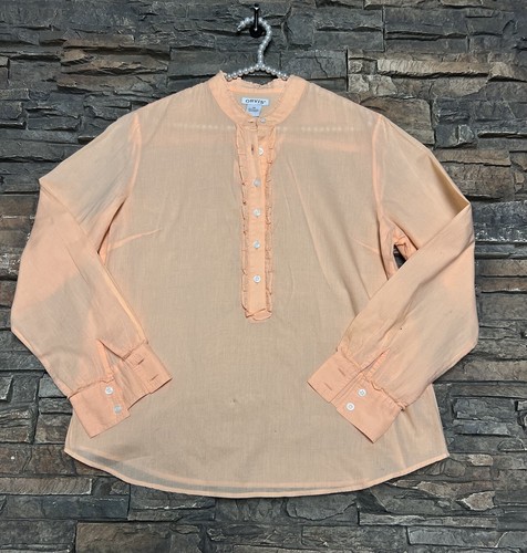 Orvis Womens Popover Tunic Ruffle Front Sz M Sheer Lightweight Peach | eBay