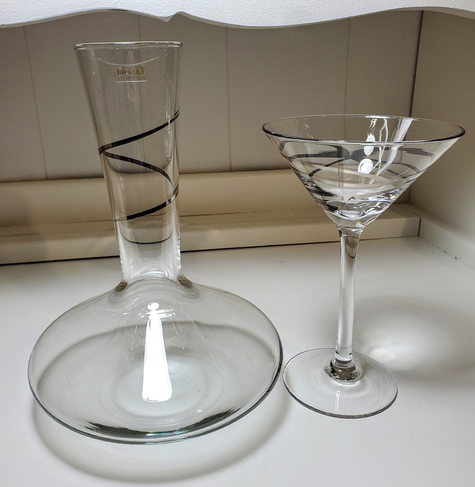 Beautiful VTG Silver Swirl Tarnow Made In Poland Decanter & Cocktail ...