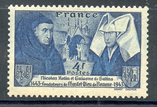 TIMBRE FRANCE NEUF N° 583 ** HOTEL DIEU BEAUNE NICOLAS ROLIN GUIGONE DE ...
