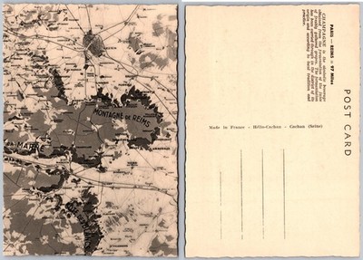 Continental Champagne Reims Vineyards Map Montagne Postcard | eBay