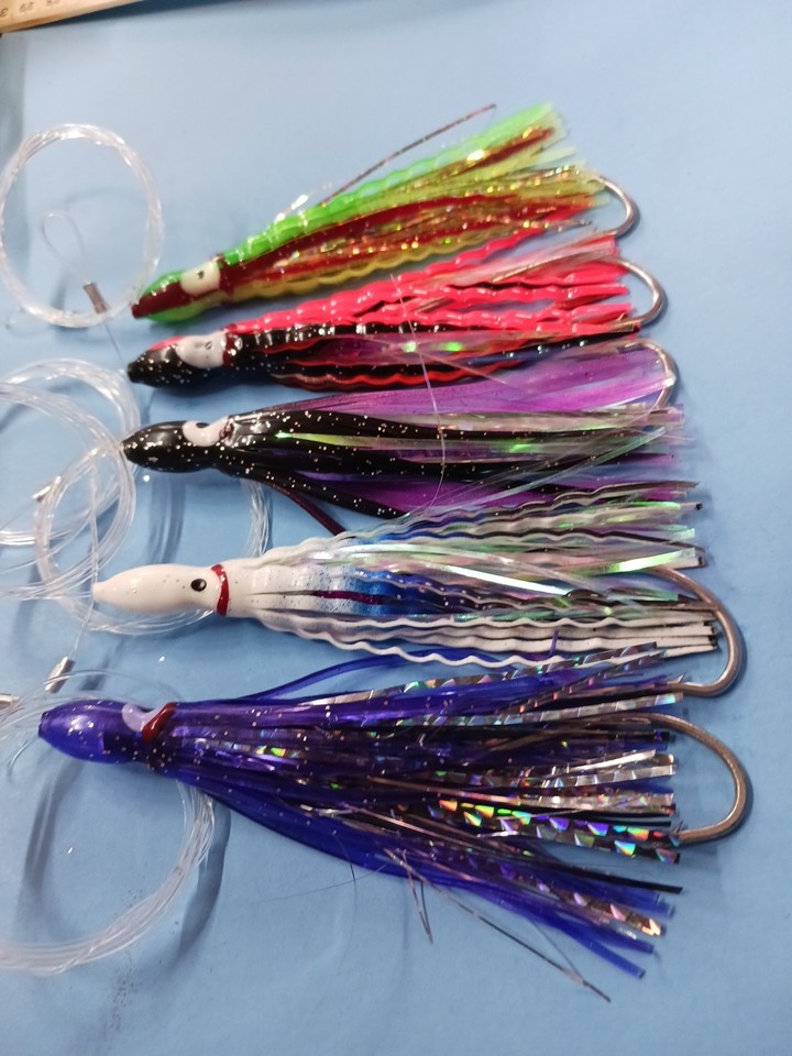 Custom 5 Pk Color Saltwater Offshore Trolling Lure Mahi-Tuna-Sail-Wahoo ...